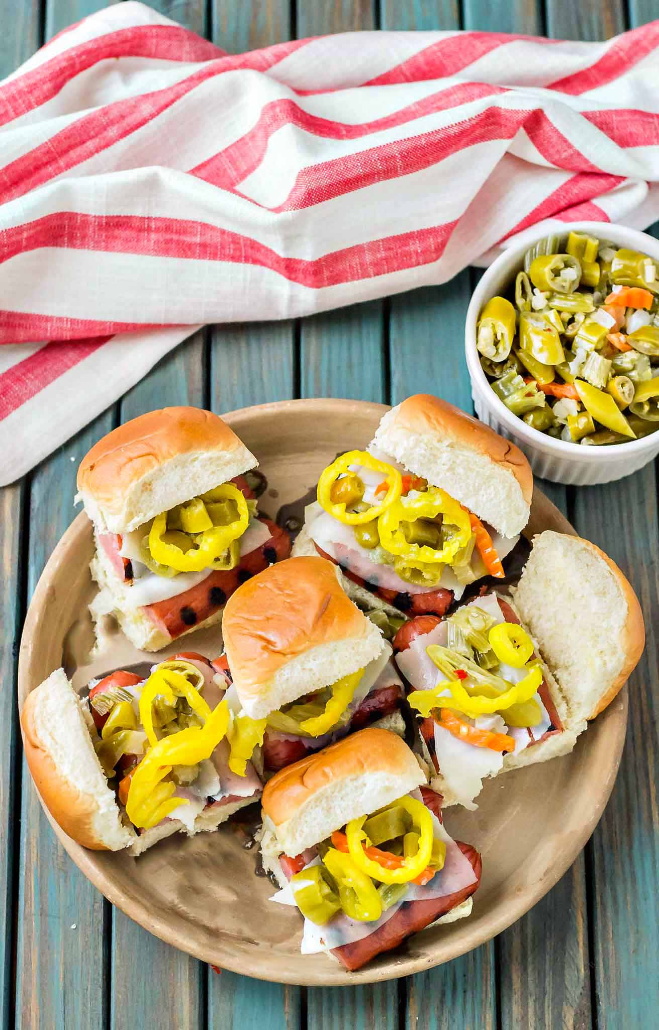 Chicago Style Italian Smoked Sausage Sliders - Strawberry Blondie Kitchen