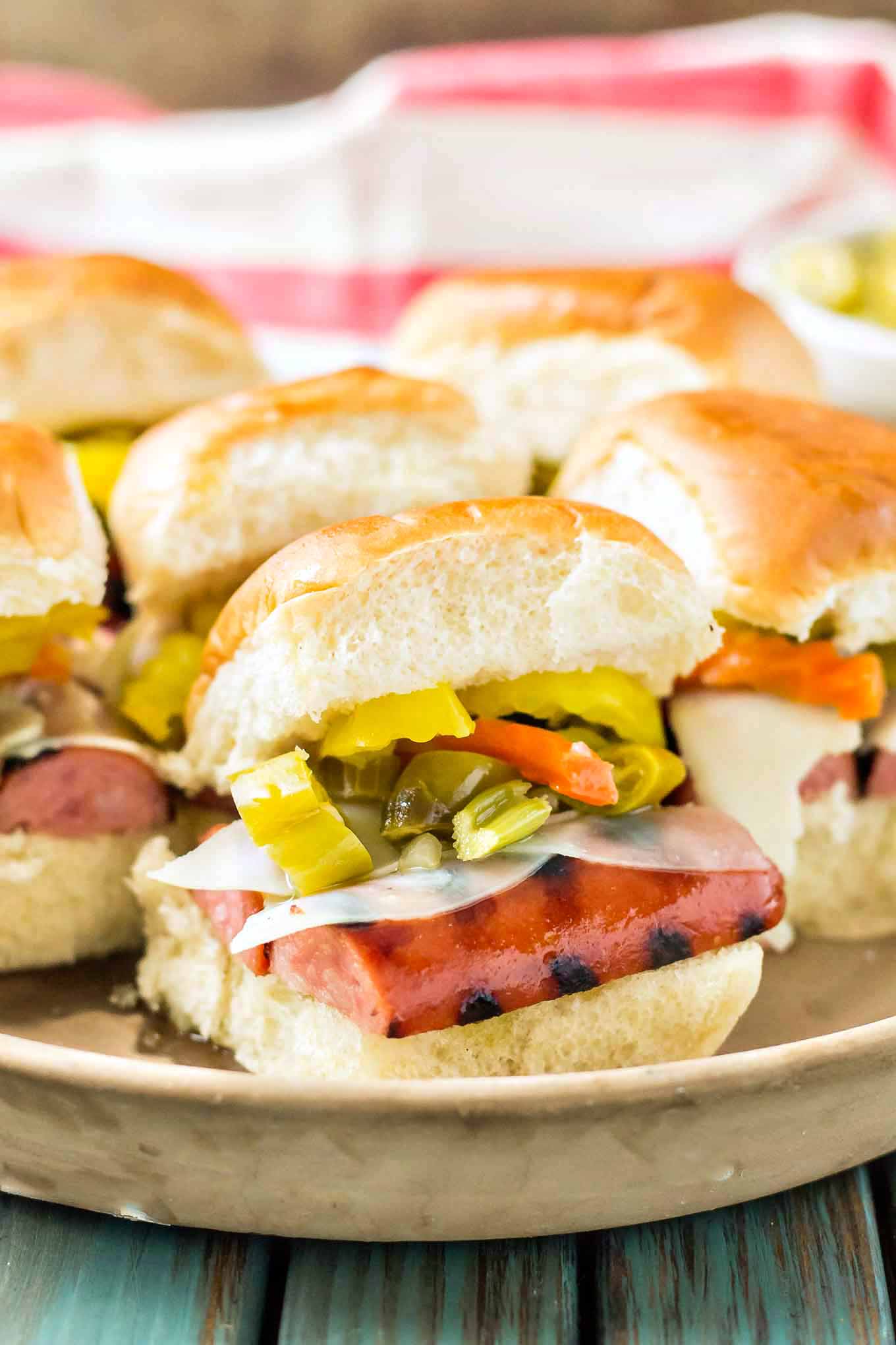 Chicago Style Italian Smoked Sausage Sliders - Strawberry Blondie Kitchen