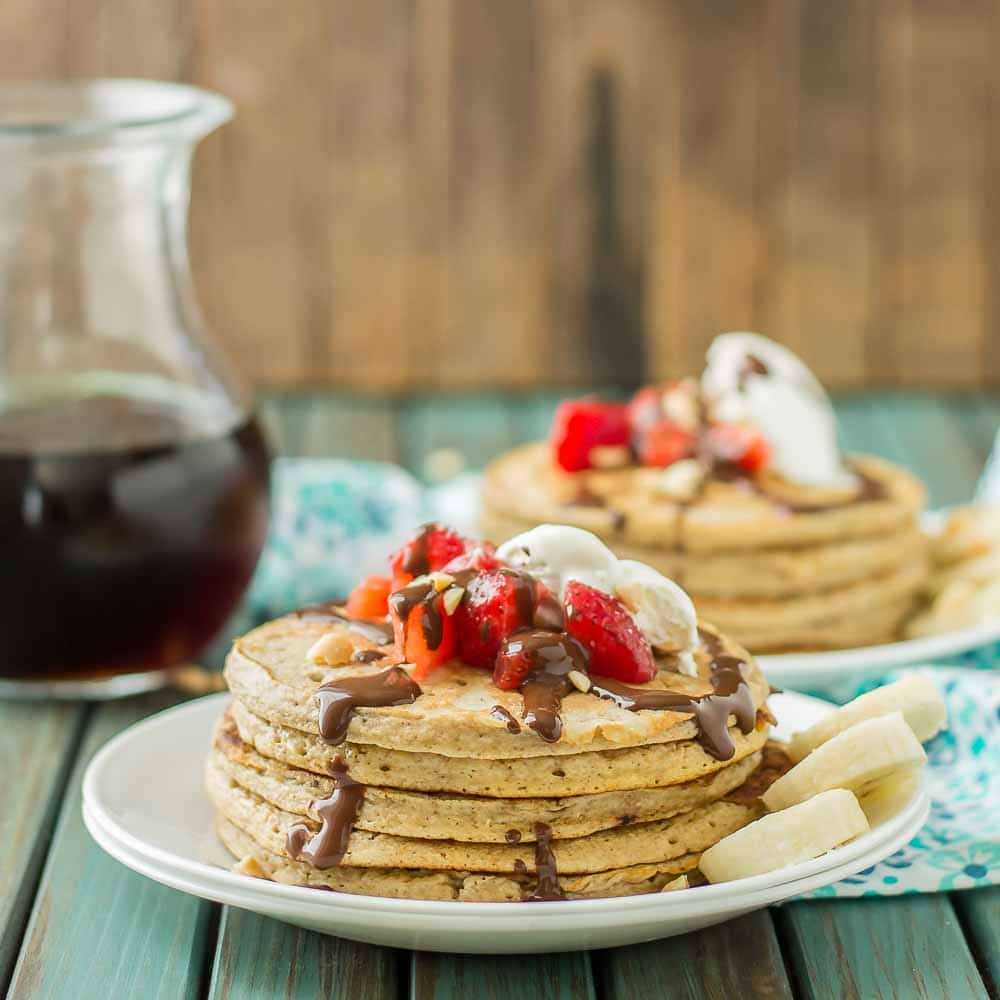 Banana Split Pancakes - Strawberry Blondie Kitchen