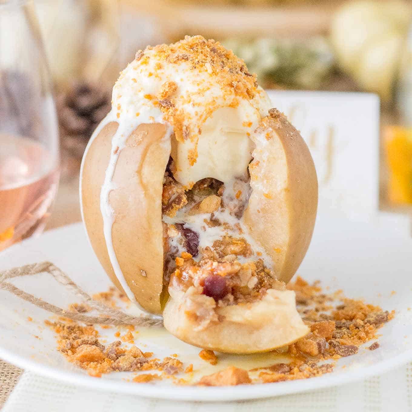 Slow Cooker Butterfinger® Stuffed Apples - Strawberry Blondie Kitchen