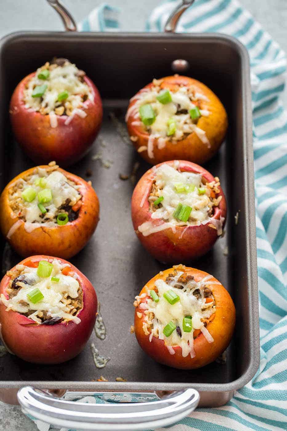 Stuffed Apples with Cheddar and Sausage - Strawberry Blondie Kitchen