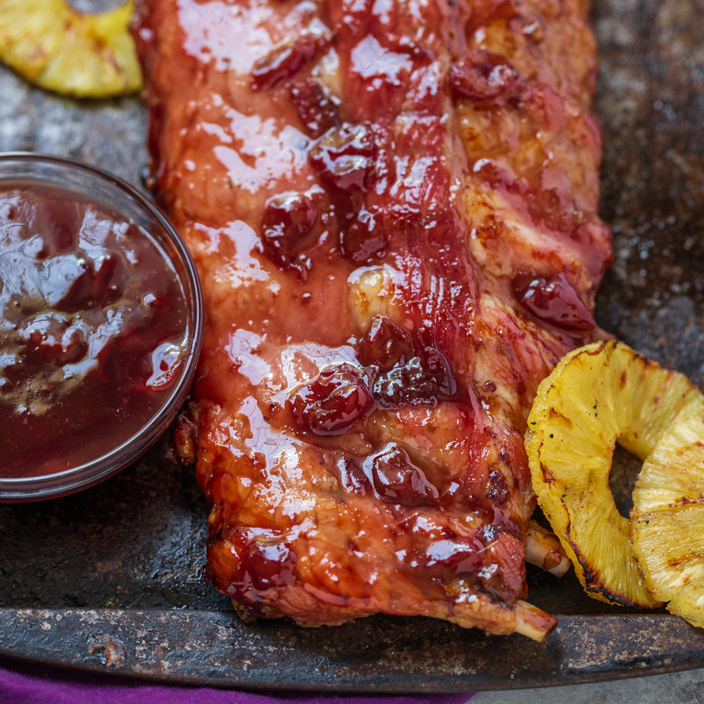 Cherry Pineapple Glazed Ribs - Strawberry Blondie Kitchen
